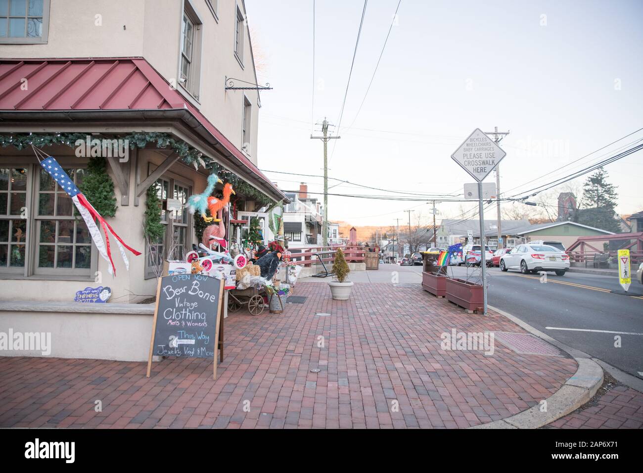 New Hope, Pennsylvania, January 12, 2020: New Hope busy street. New ...