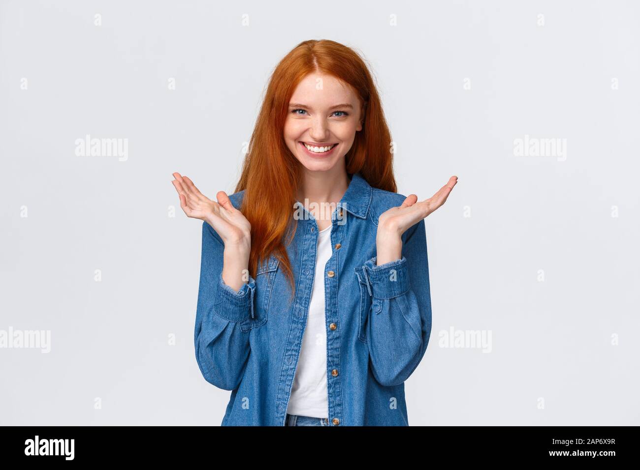 Bravo, very good. Impressed alluring smiling happy redhead woman, wear ...