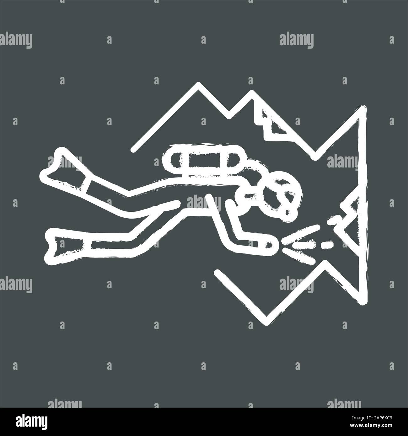 Cave diving chalk icon.Watersport, extreme kind of sport. Exploring ...