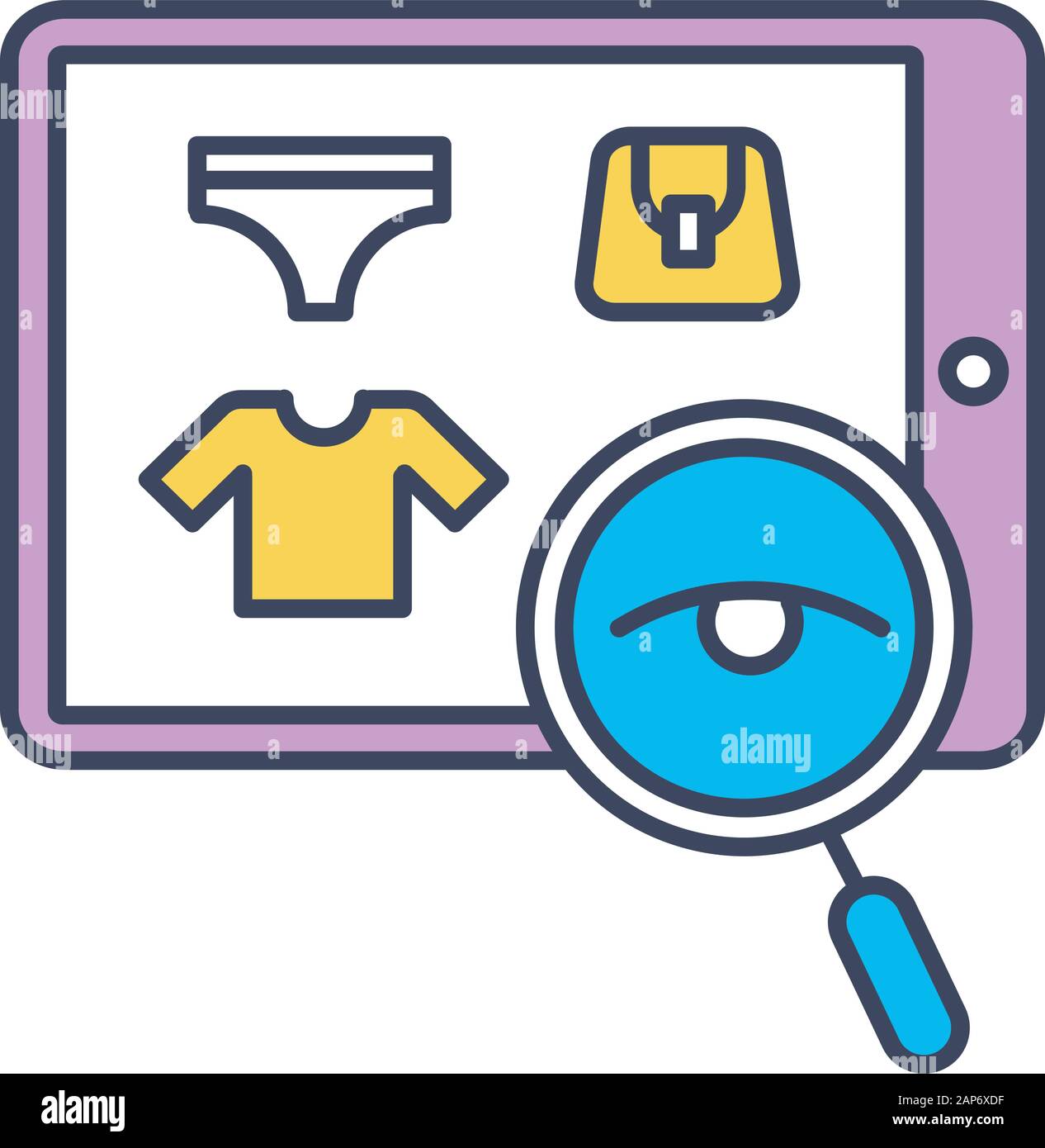 Search product color icon. E commerce client doing purchases in ...