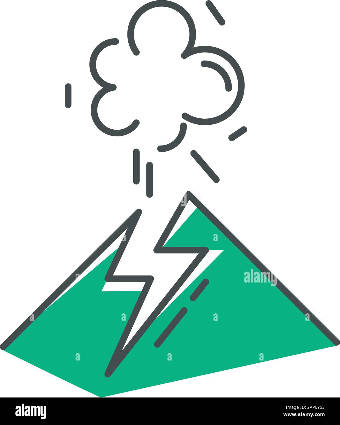 Volcanic eruption green color icon. Geothermal power. Active volcano ...