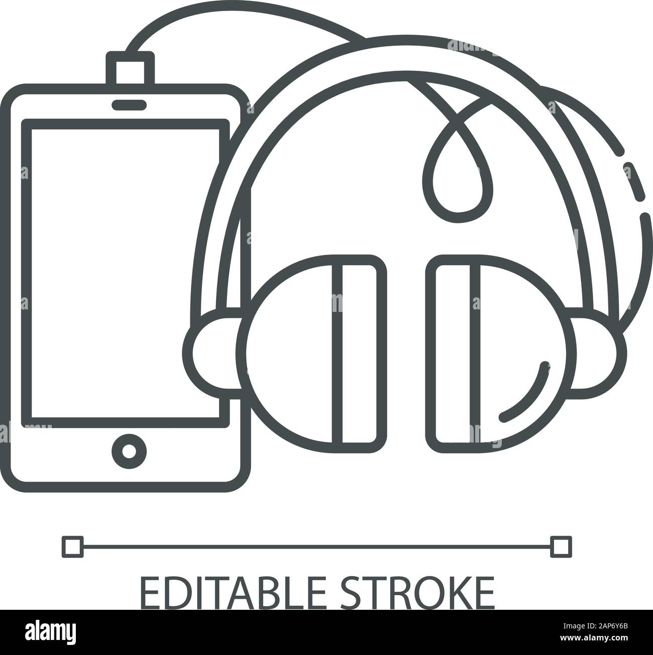 Phones and accessories linear icon. Smartphone, headphones. E commerce ...