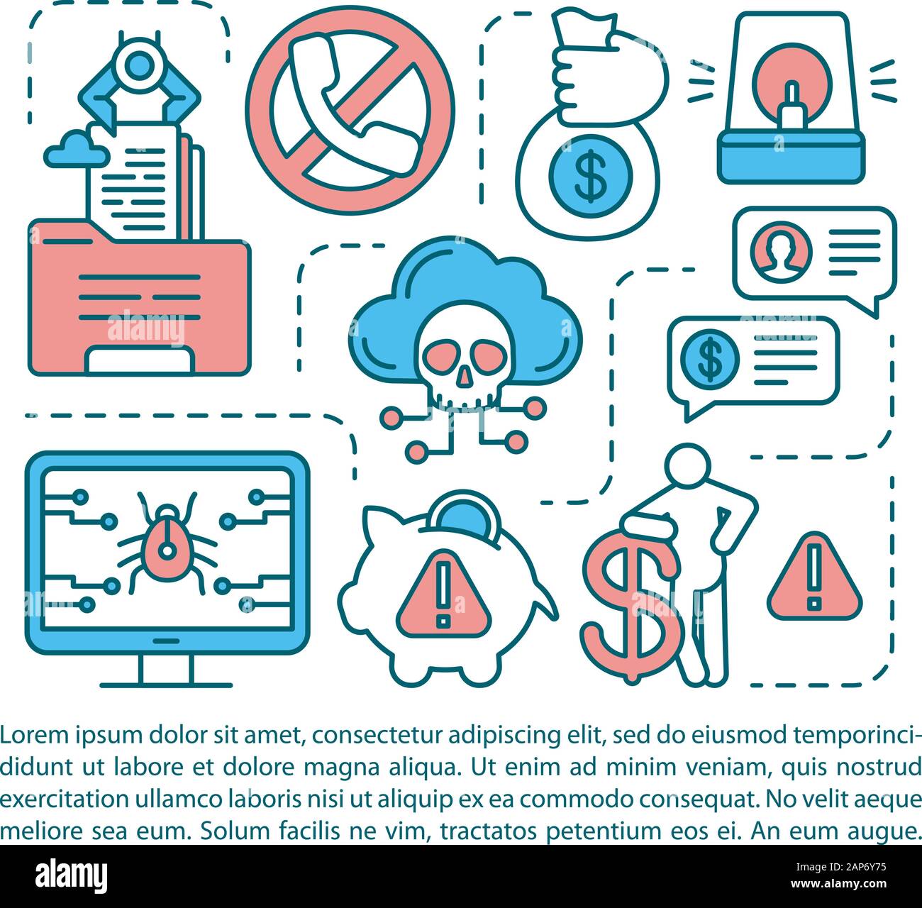 Attention scam article page vector template. Fraud warning brochure ...