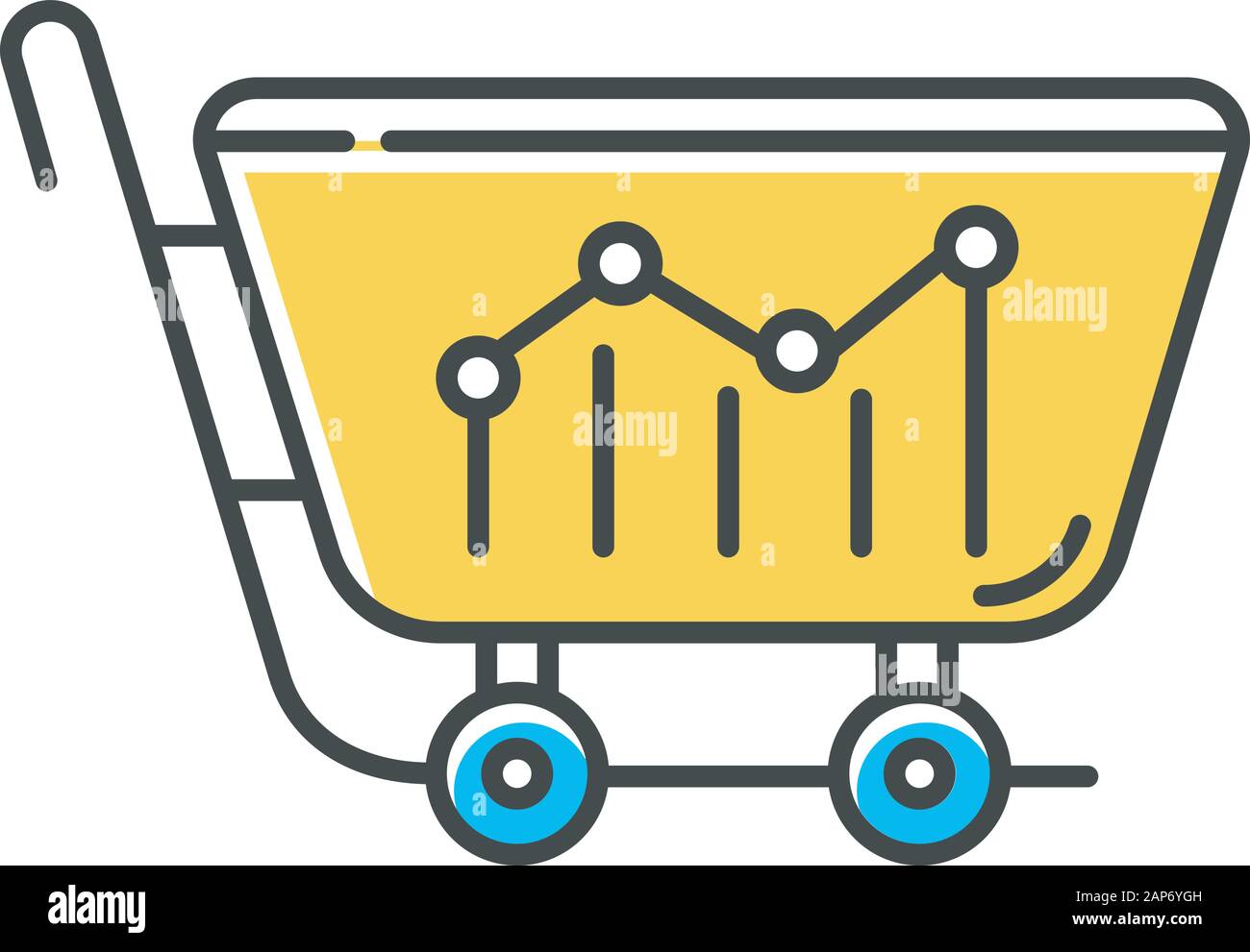 Sell analytics yellow color icon. Marketing research. Buying activity ...