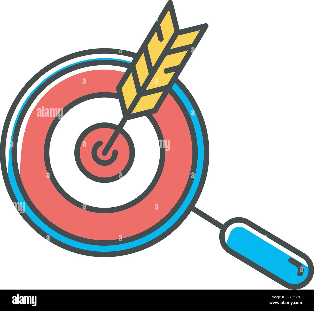 Choose niche red color icon. Arrow hit target. Search and goal ...