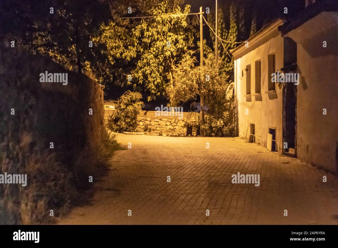 a very well composed night shoot from an urban street - there is street ...