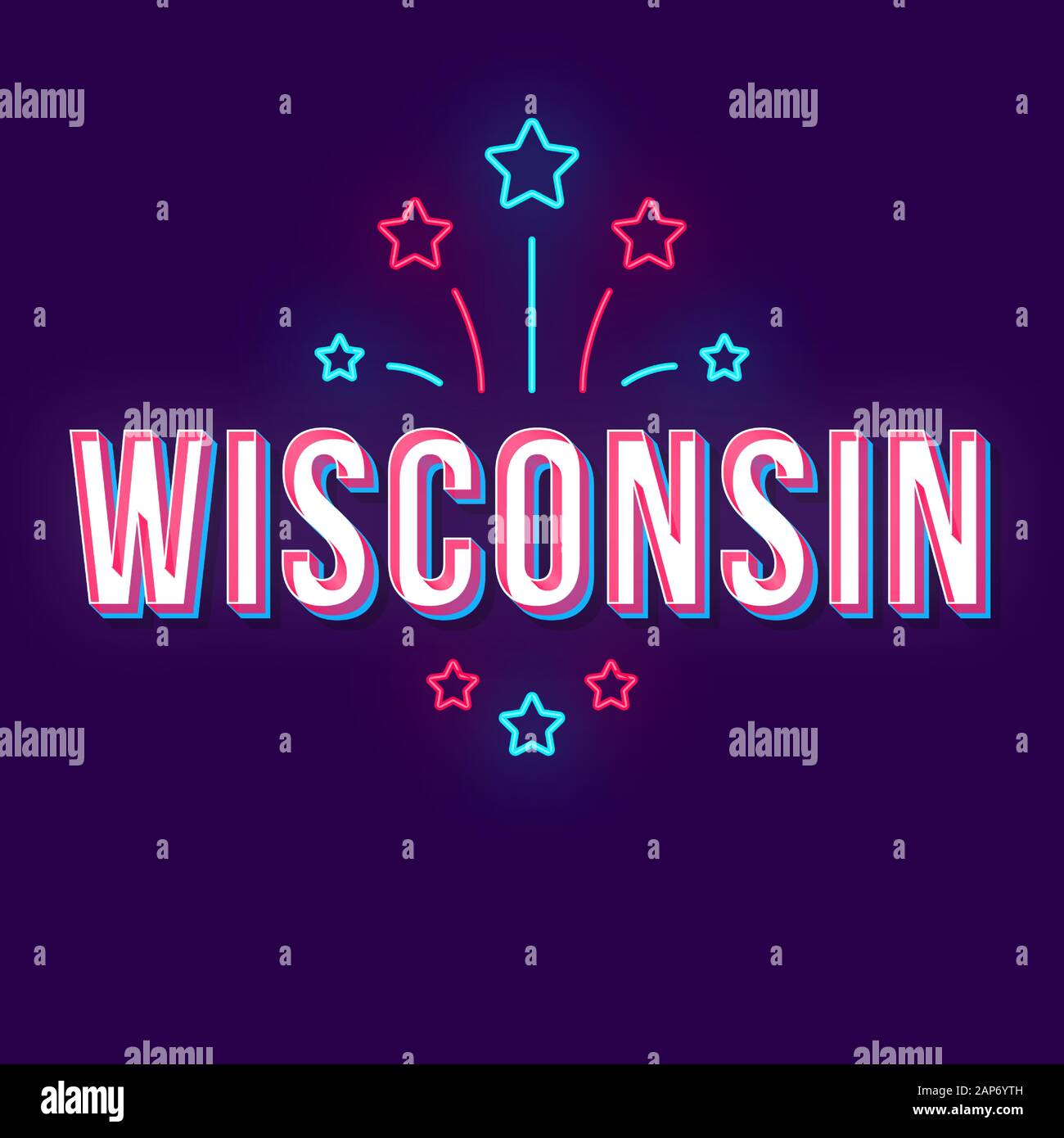 Wisconsin vintage 3d vector lettering. Retro bold font, typeface. Pop ...