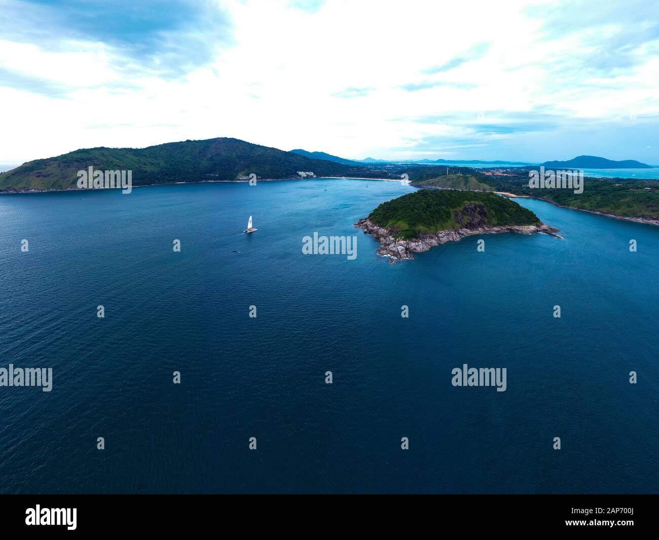 Aerial island view of Ko Man, Thailand. View Amazing view to Catamaran ...
