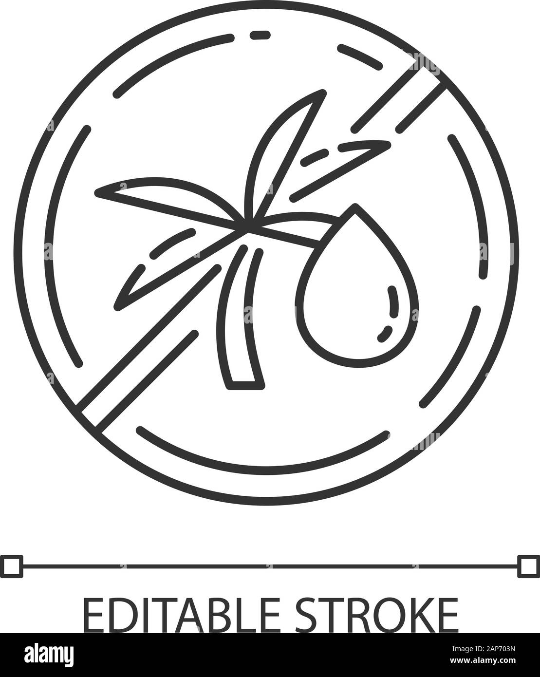 Palm oil free linear icon. Organic food without saturated fats. Product ...