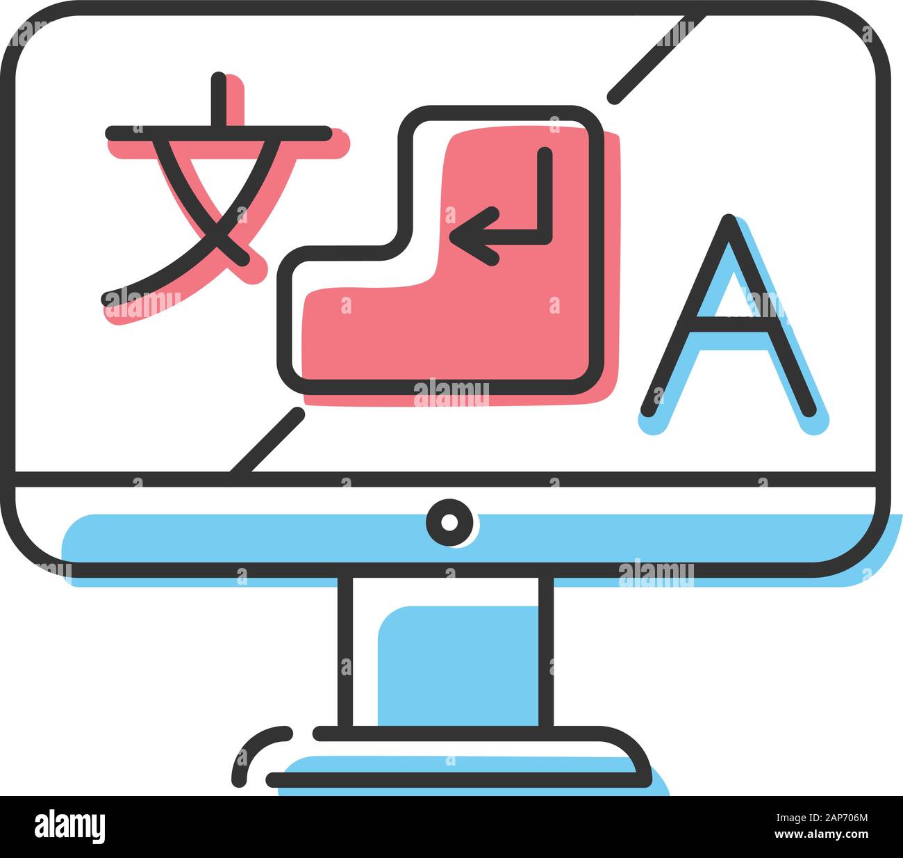 Language translation service color icon. Desktop online dictionary ...