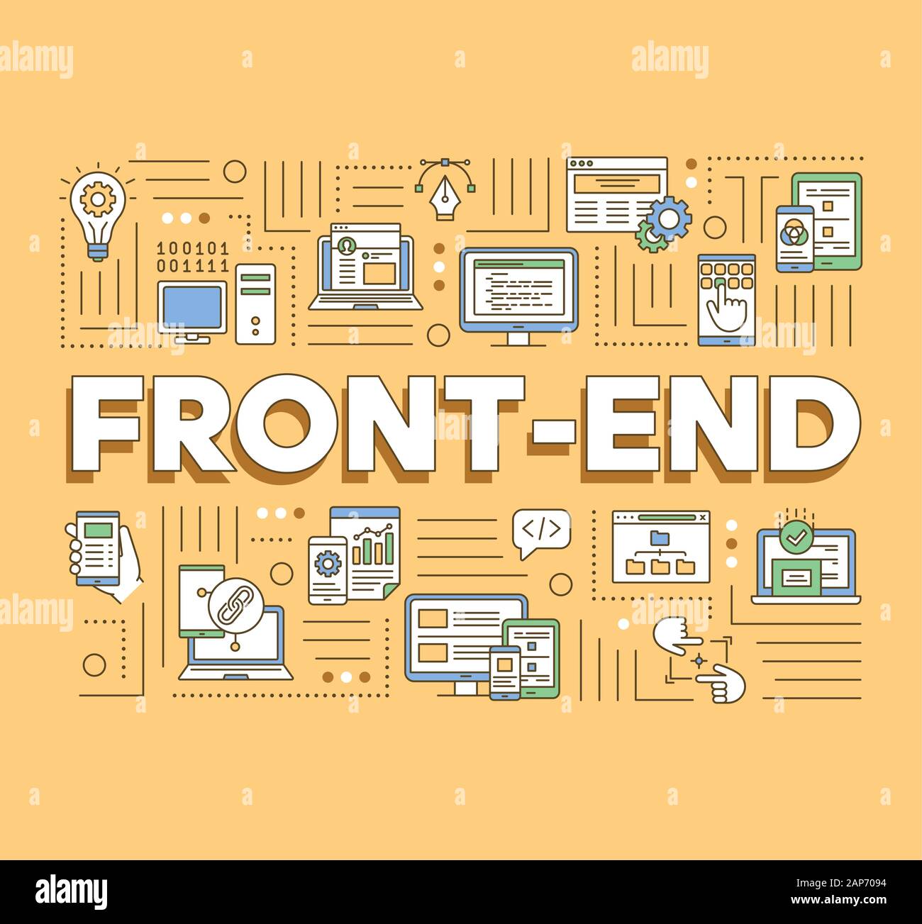 Front-end word concepts banner. Web applications programming. User ...