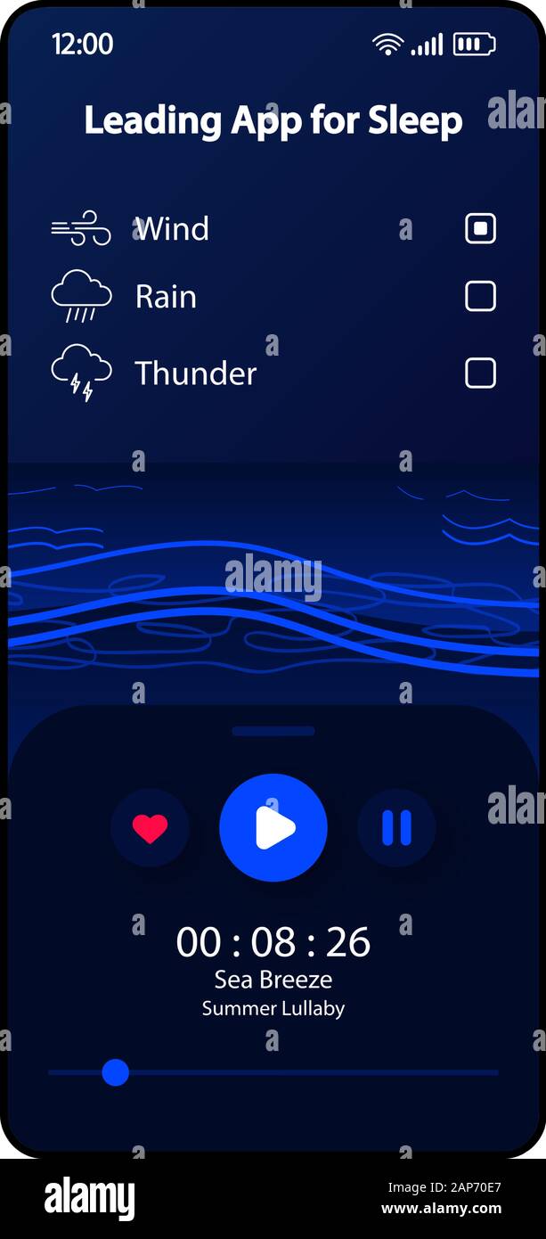 Leading app for sleep smartphone interface vector template. Mobile app ...