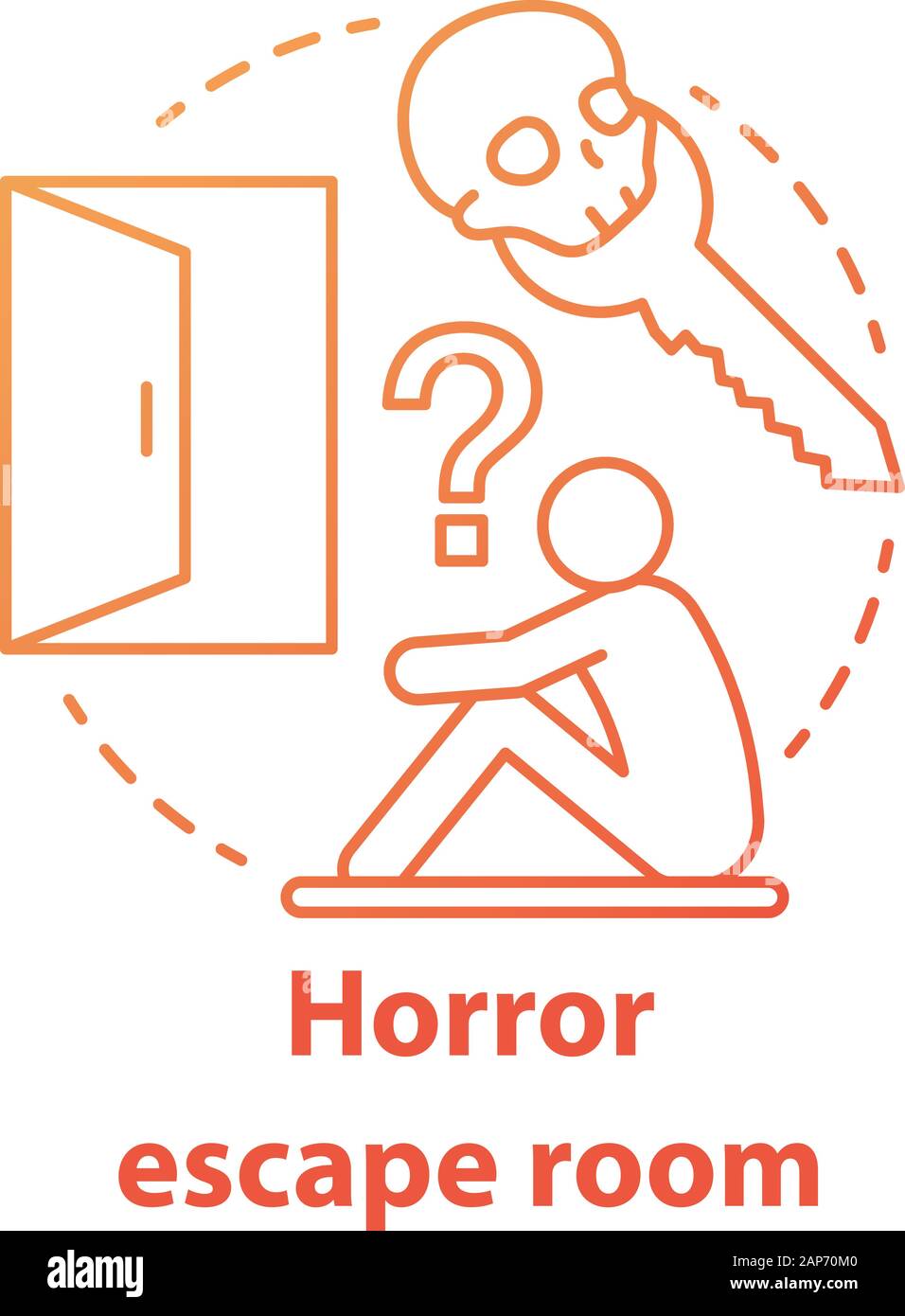 Horror escape room red gradienr concept icon. Scary quest idea thin ...
