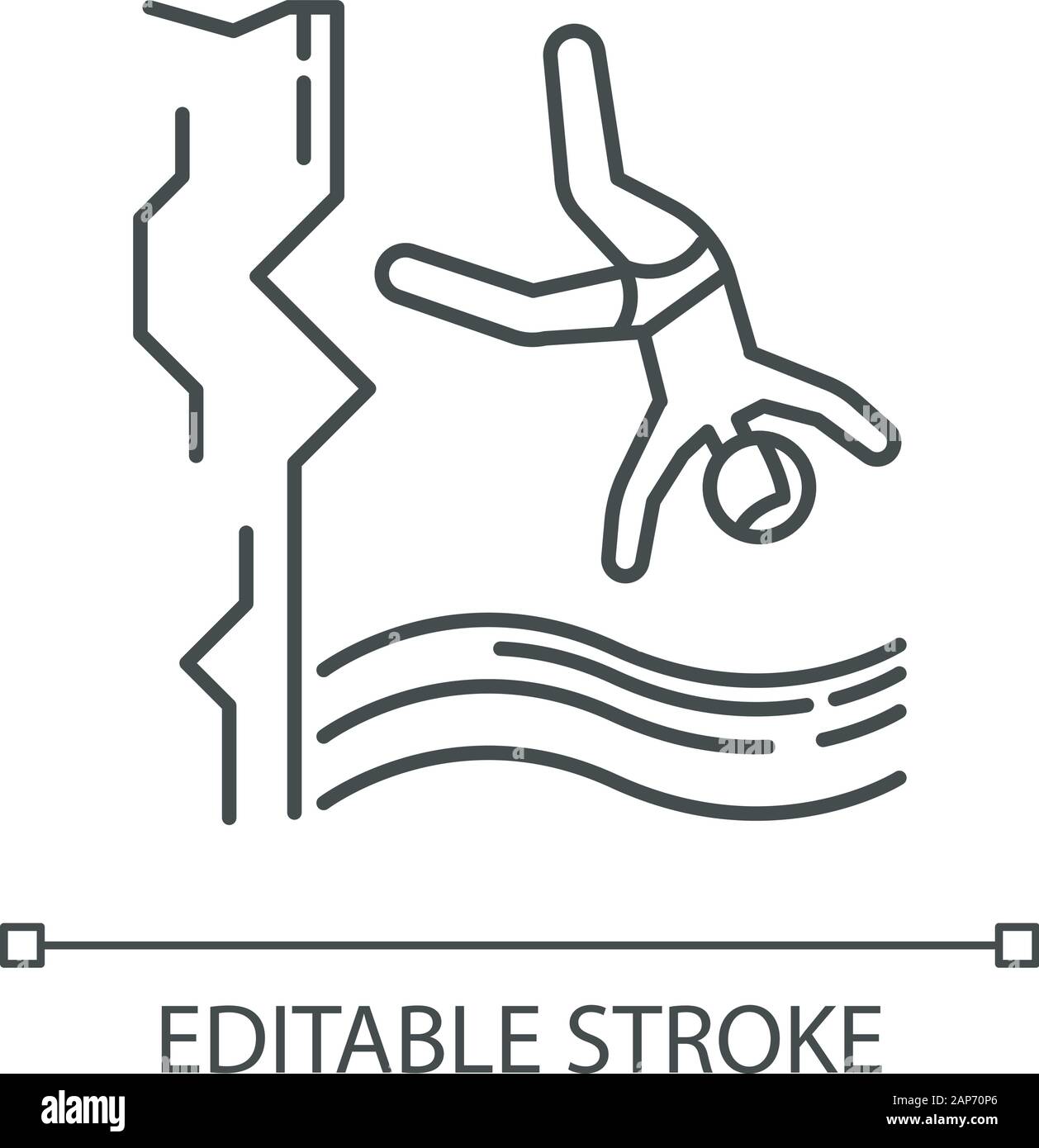 Cliff diving linear icon. Thin line illustration. Watersports, extreme ...