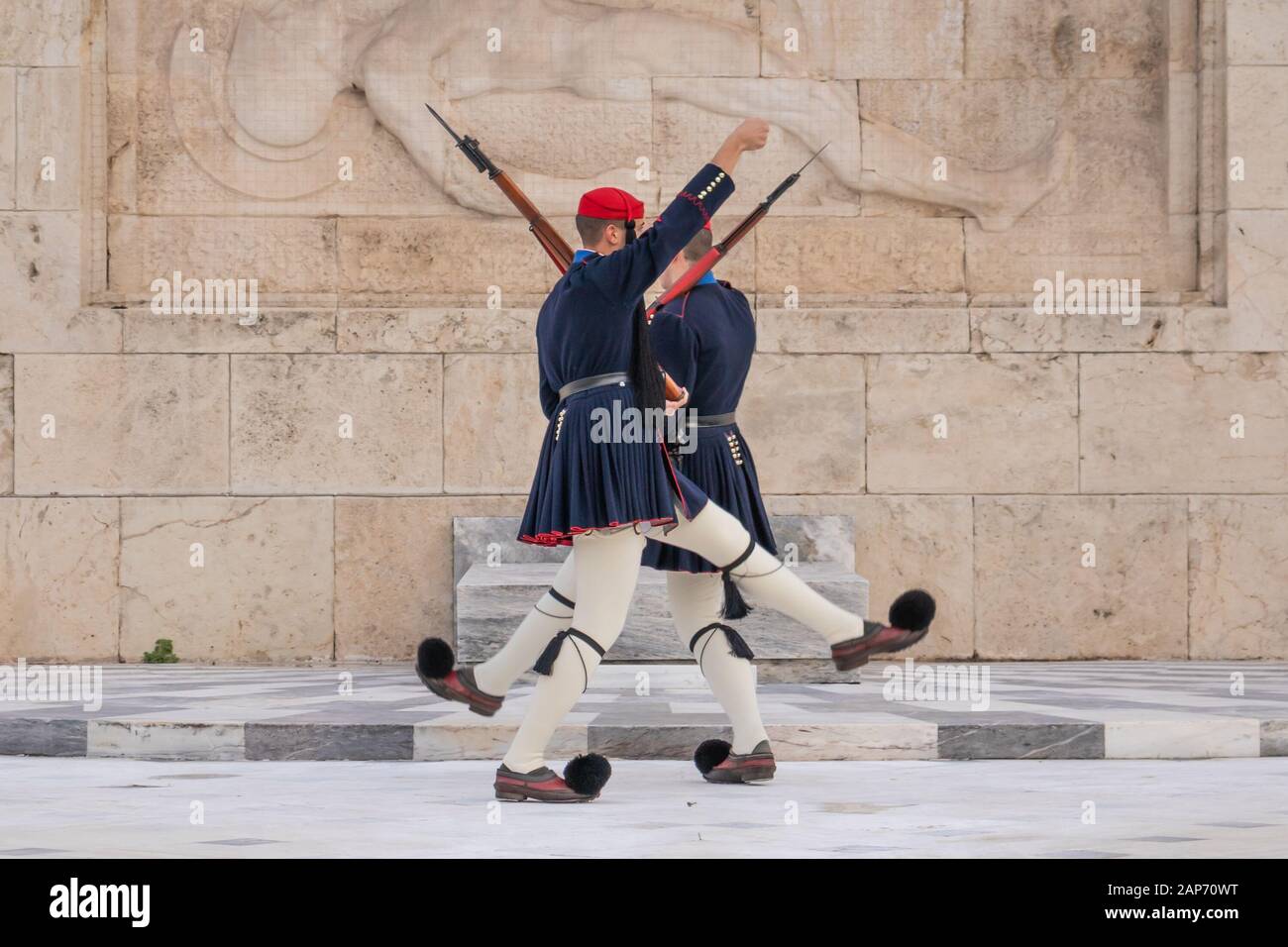 GREECE, ATHENS - NOVEMBER 30, 2019: The Evzones or Evzonoi a ceremonial ...
