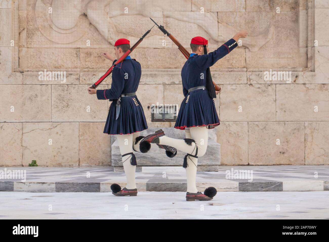 GREECE, ATHENS - NOVEMBER 30, 2019: The Evzones or Evzonoi a ceremonial ...