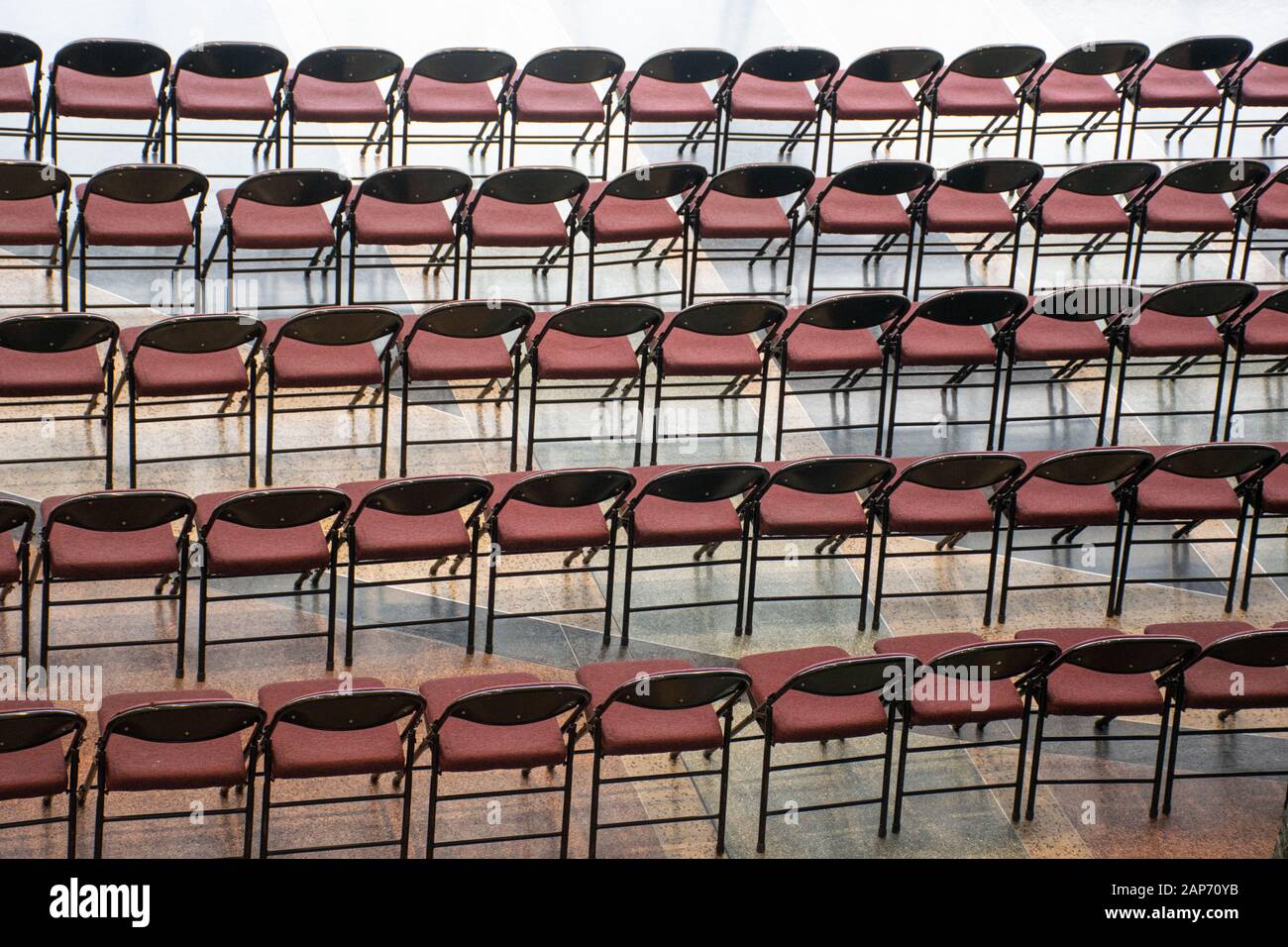 rows of empty chairs in hall Stock Photo - Alamy
