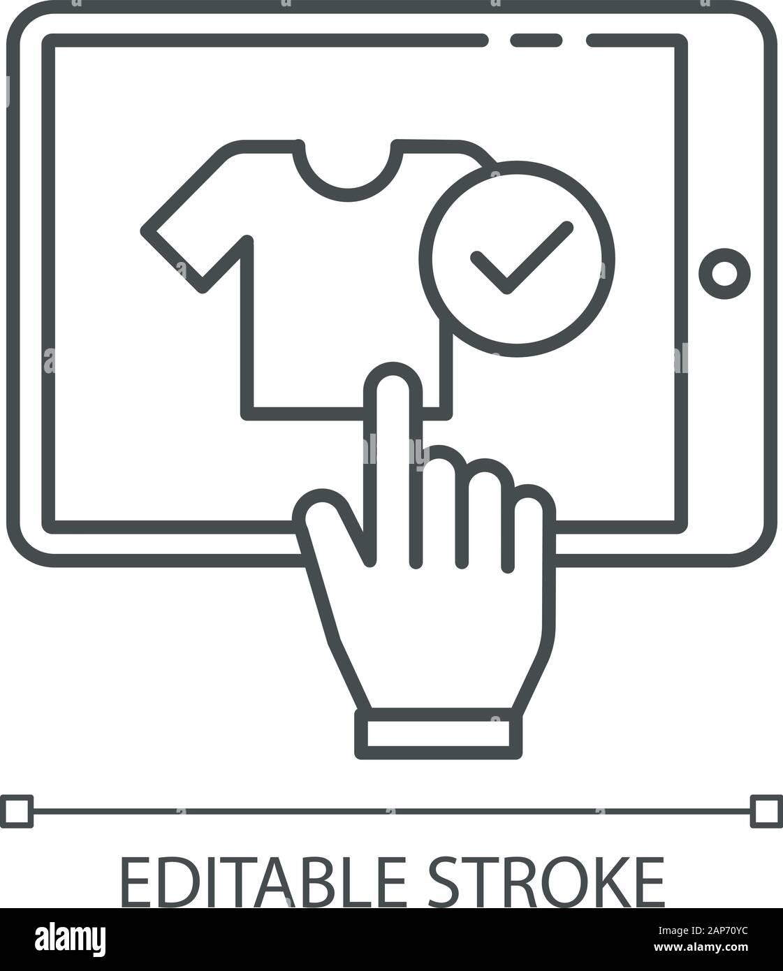 Choose product online linear icon. Buying clothes in internet store ...