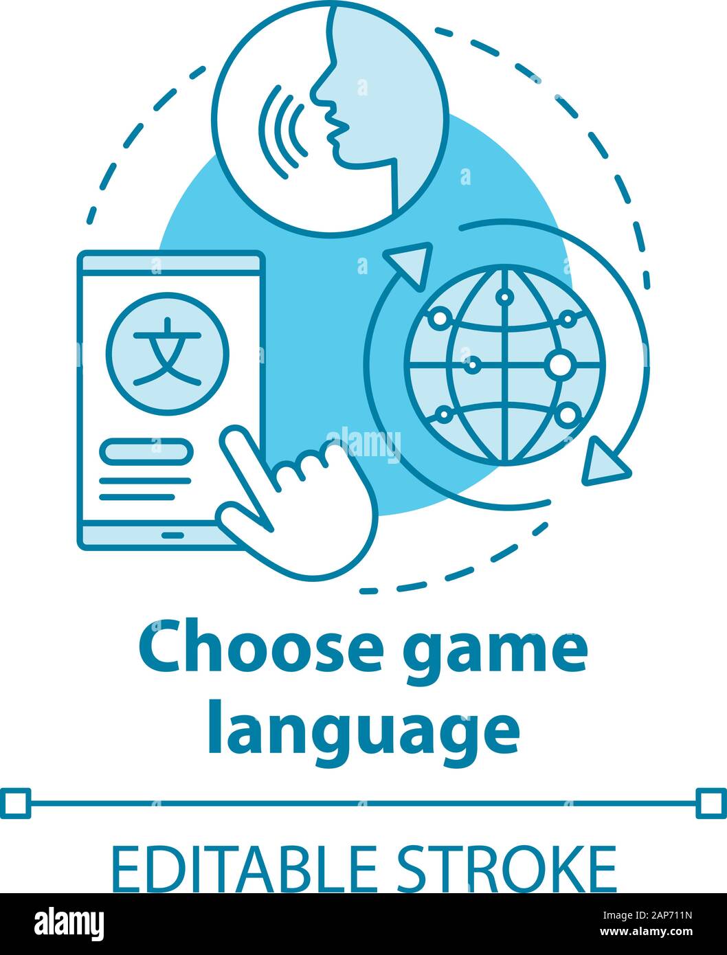 Choose game language concept icon. Select quest translation idea thin ...