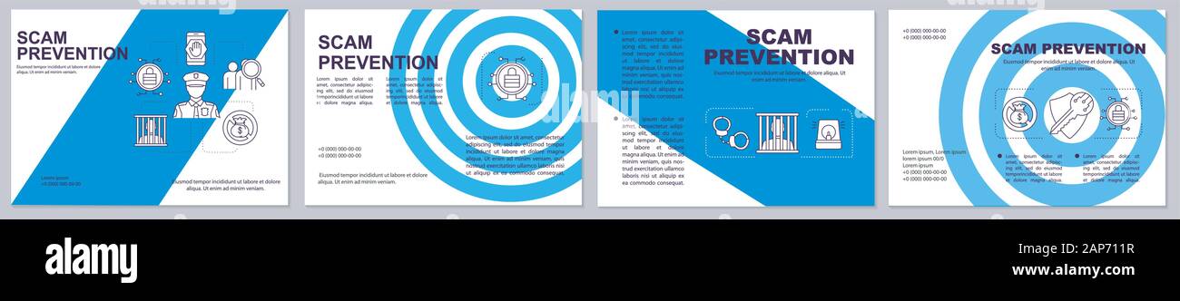 Scam prevention blue brochure template. Fraud protection flyer, booklet ...