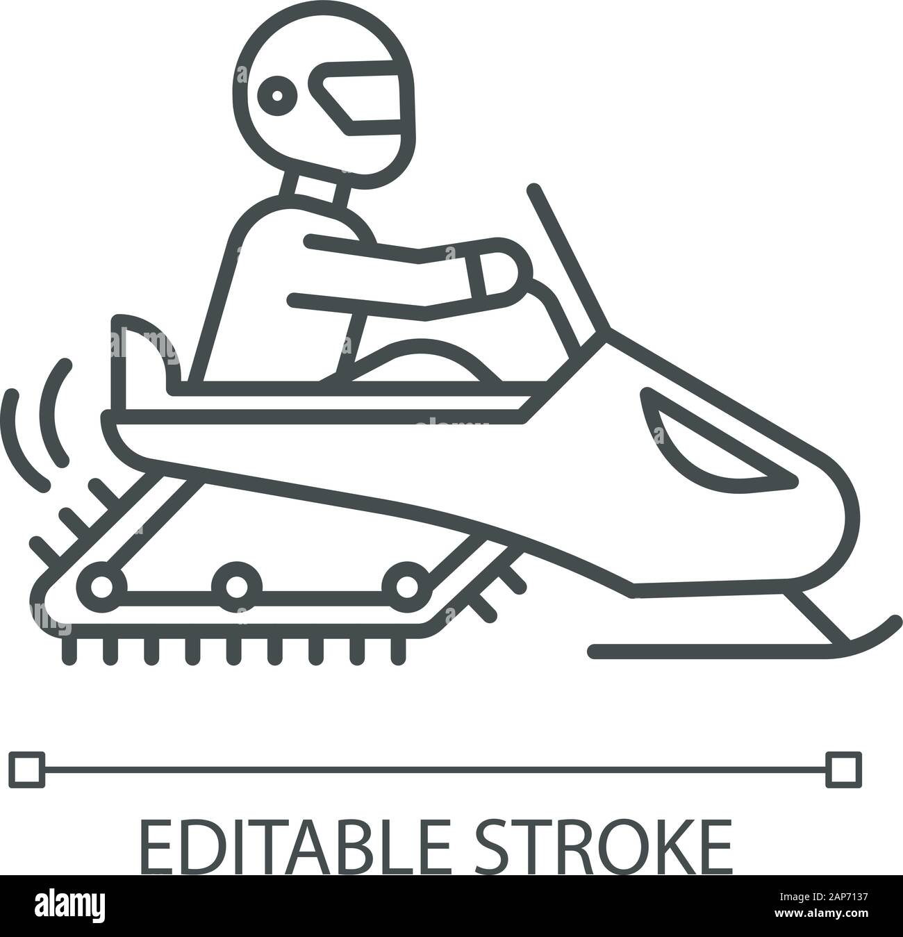 Snowmobiling linear icon. Winter extreme sport, risky activity and ...