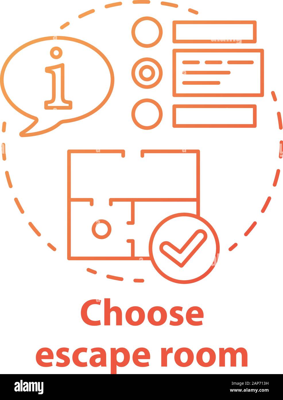 Choose escape room red gradient concept icon. Select quest type idea ...