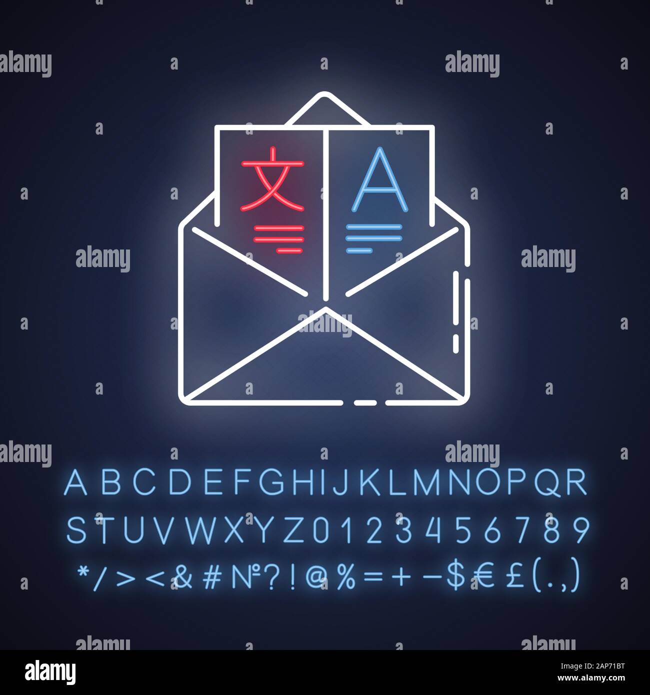 Language translation services neon light icon. International ...