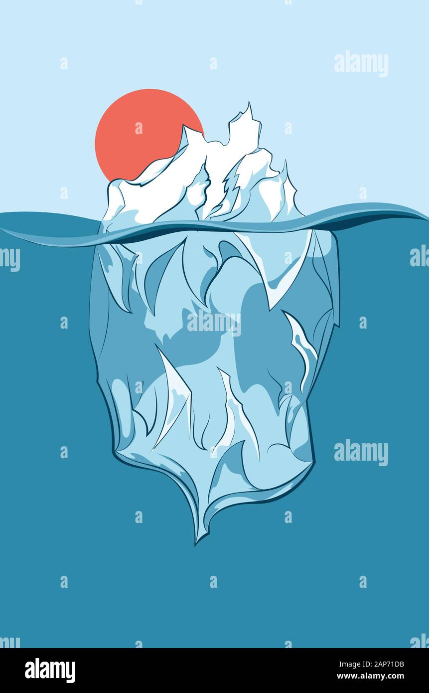 Design of an abstract cartoon iceberg, floating mass of ice Stock ...