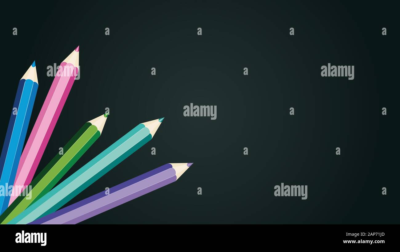 Set of school supplies, crayons, colored pencils illustration Stock ...