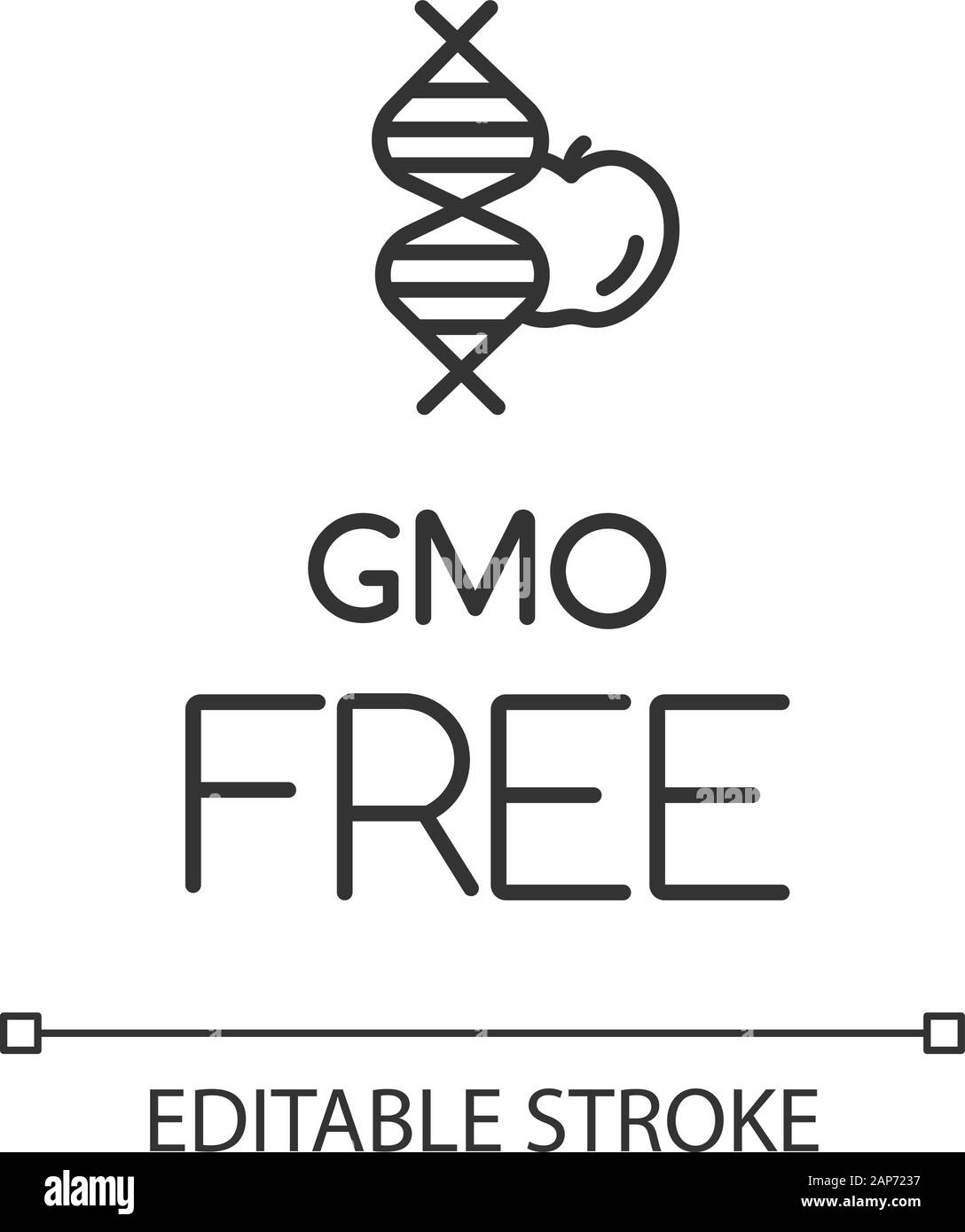 GMO free linear icon. Organic eco food. Natural fruits, vegetables ...