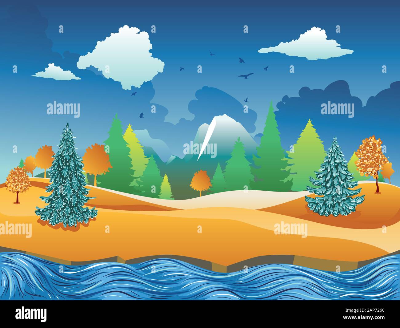 Mountain landscape background near Stock Vector Images - Alamy