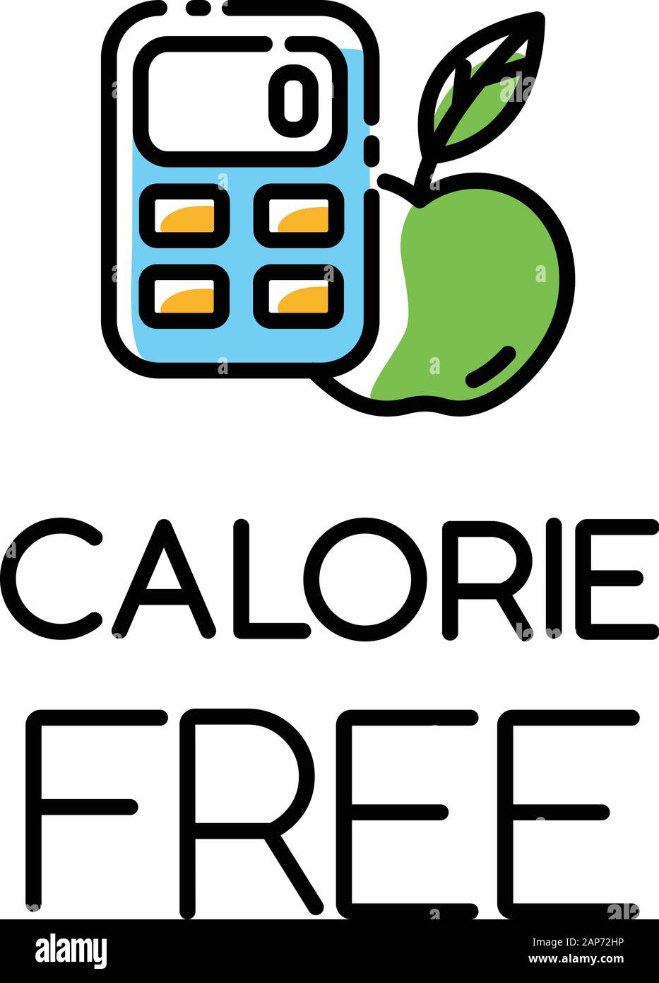 Calorie free color icon. Low calories snacks for weight loss. Product ...