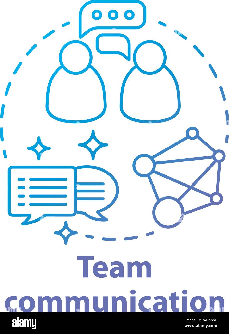 Team communication blue gradient concept icon. Teamwork idea thin line ...