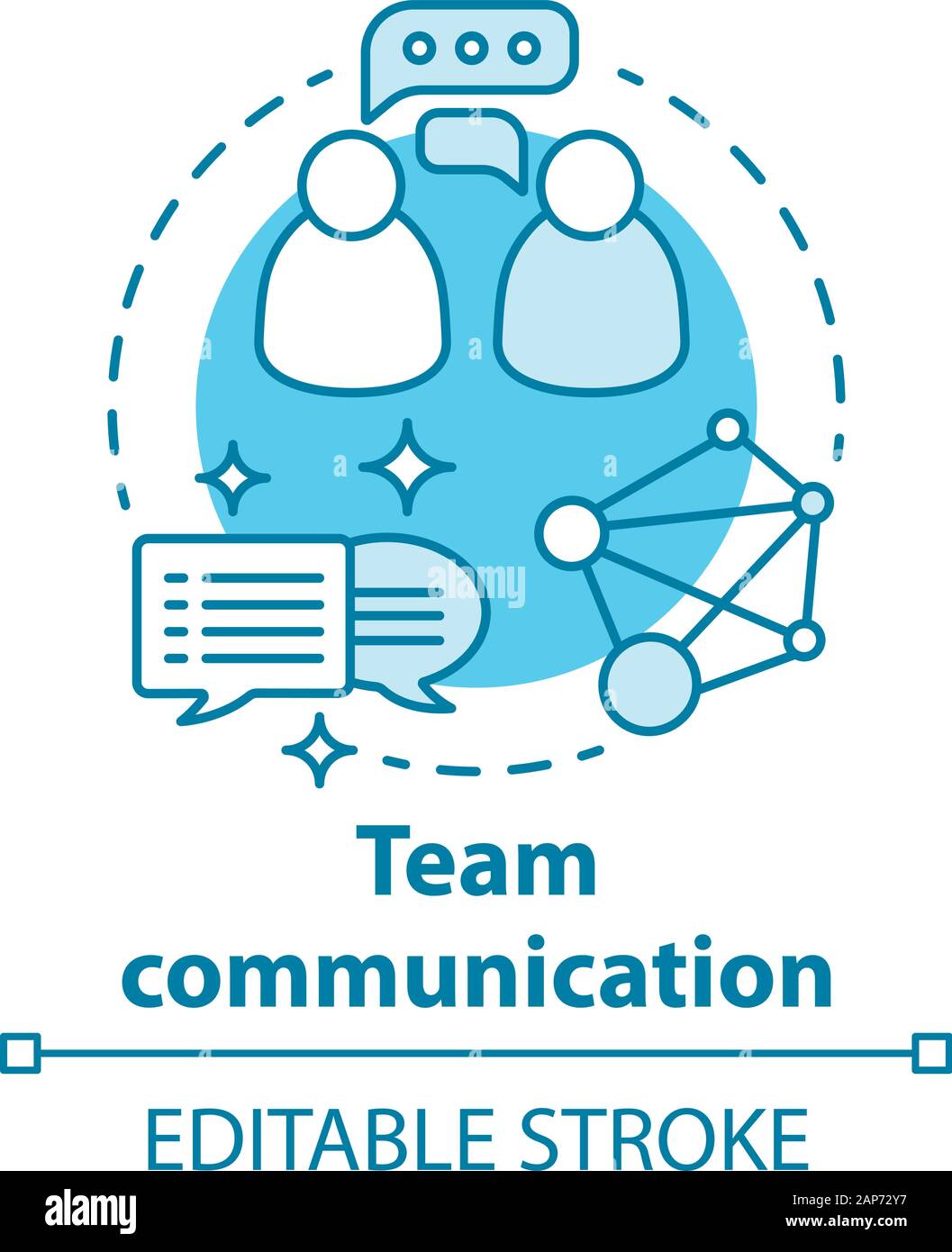 Team communication concept icon. Teamwork idea thin line illustration ...