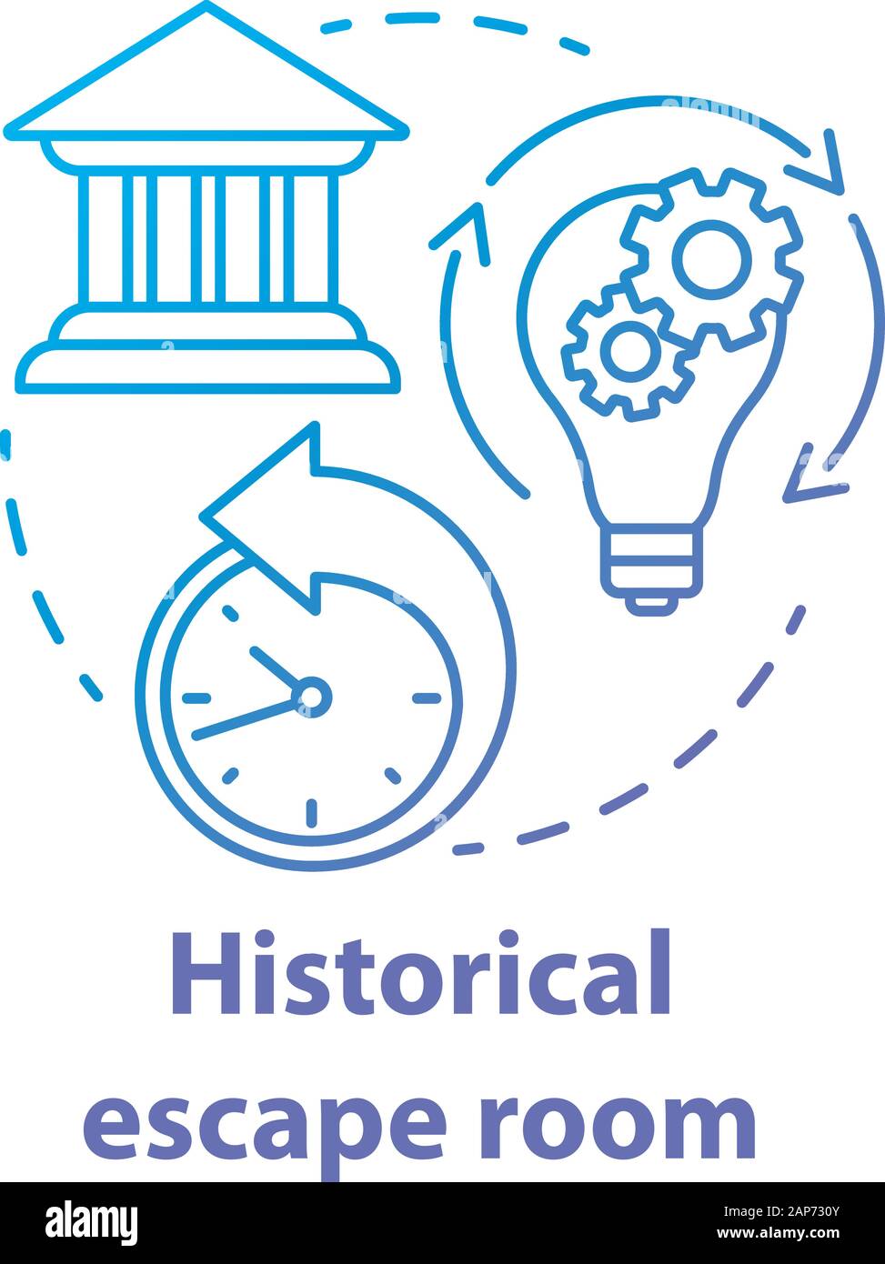 Historical escape room blue gradient concept icon. Theme quest idea ...