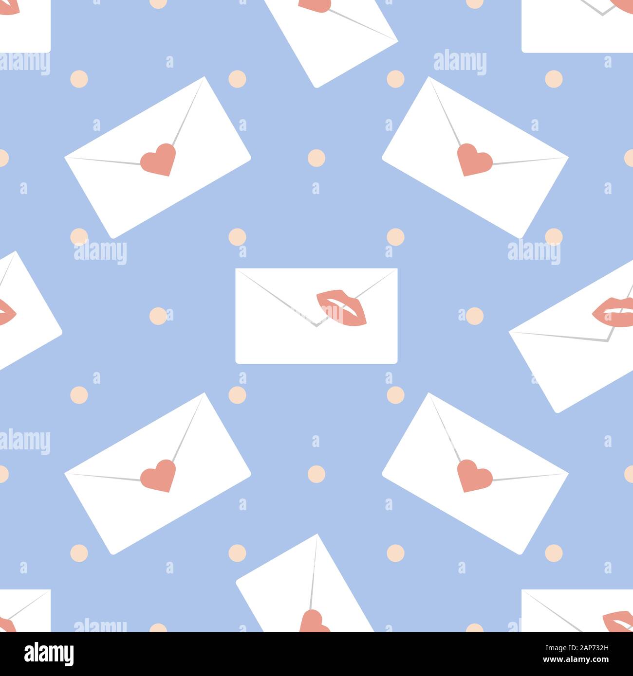 Vector seamless pattern Happy Valentine's Day. Envelope with lipstick ...
