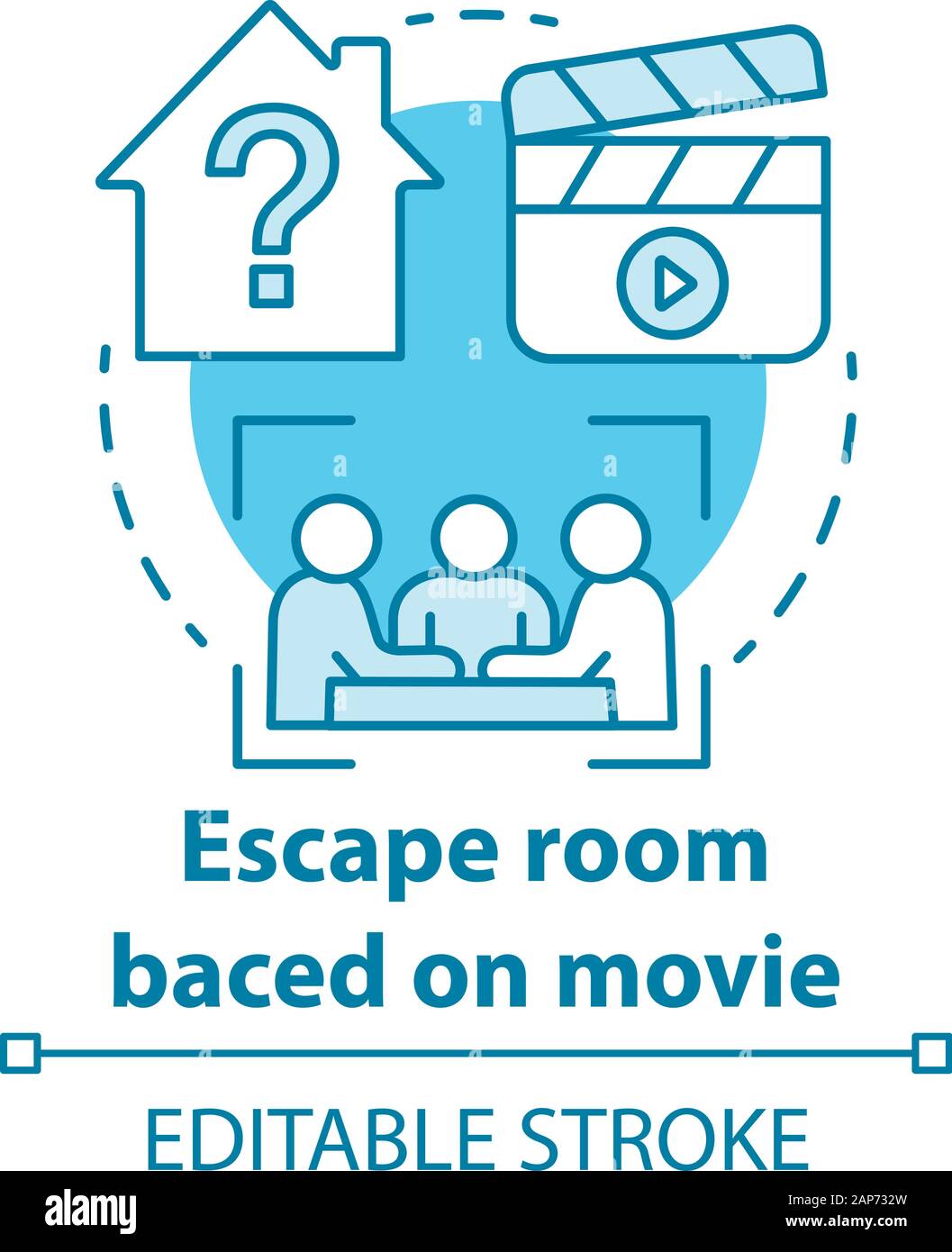 Escape room based on movies concept icon. Film theme quest idea thin ...