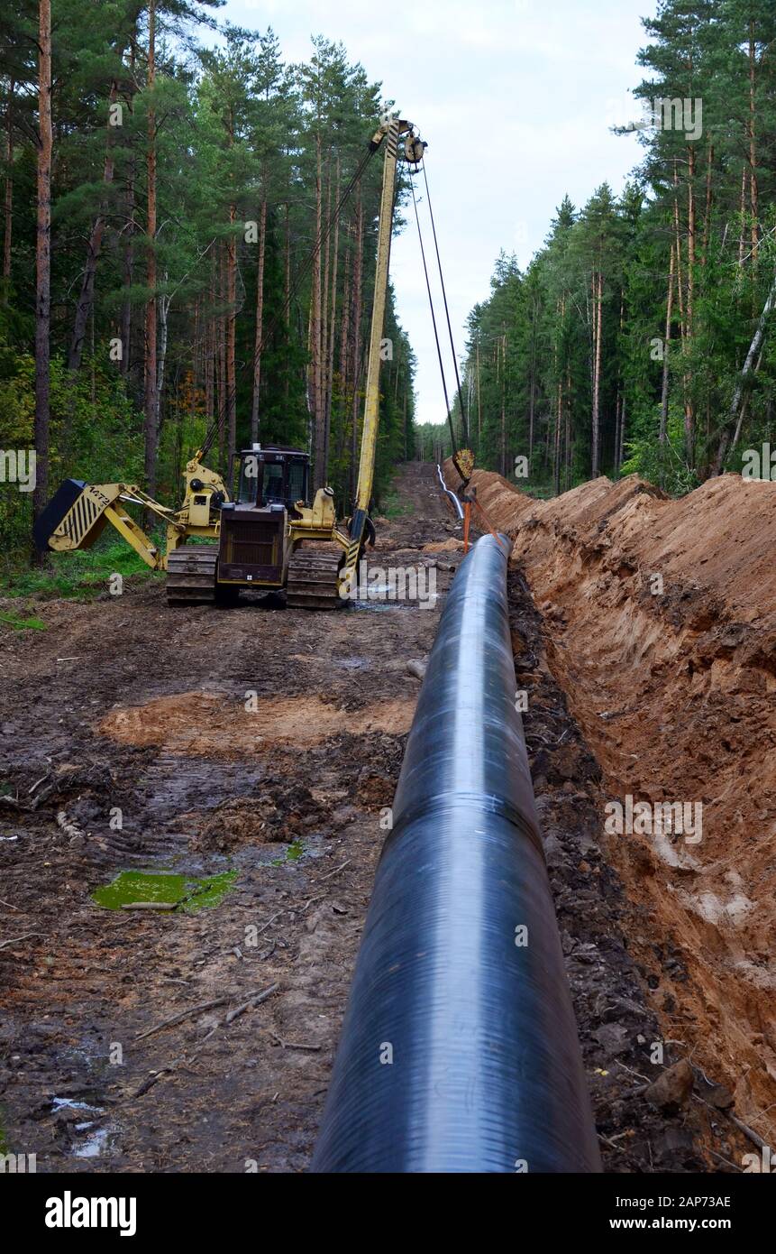 A Dug trench in the ground for the installation and installation of ...