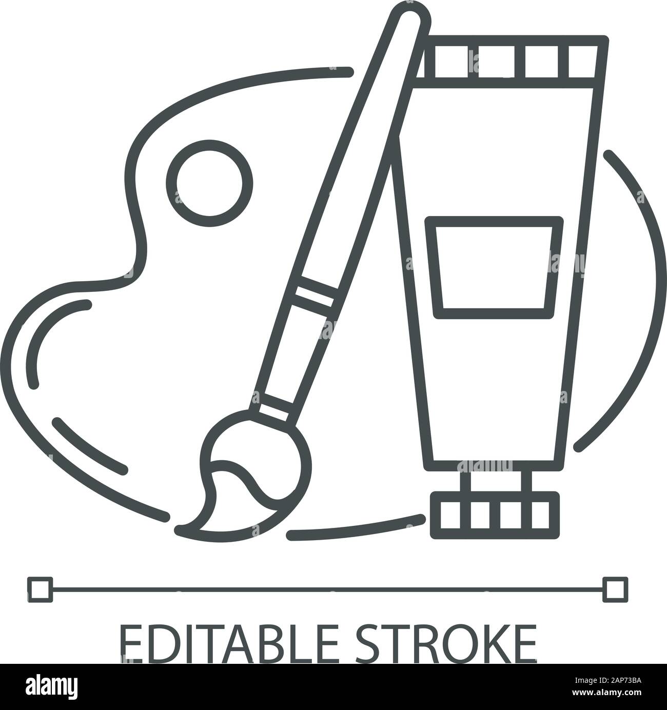 Arts and craft linear icon. Brush, palette. Creative hobby. E commerce ...
