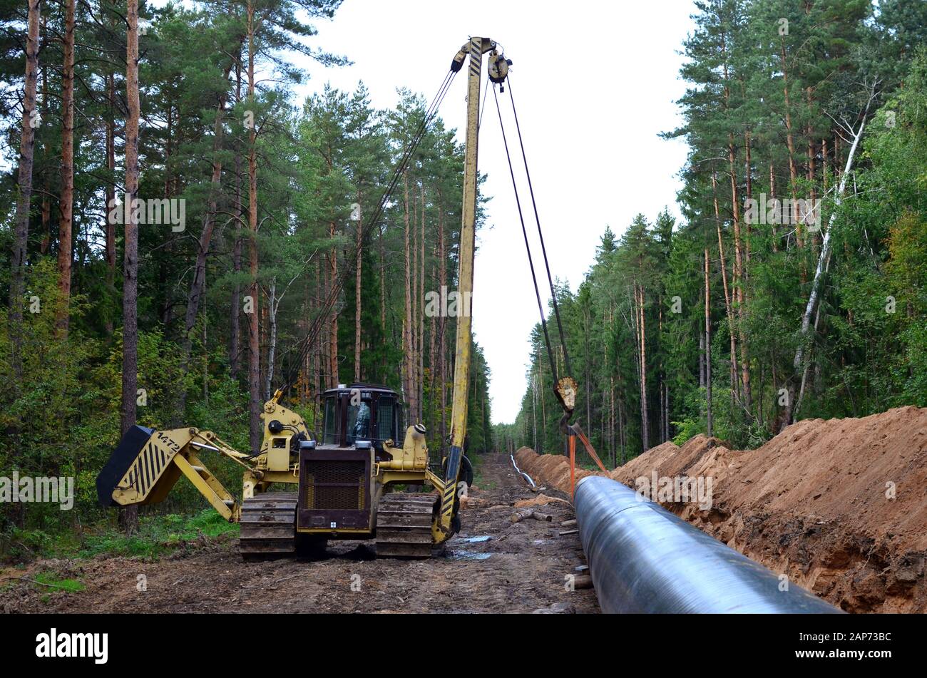 A Dug trench in the ground for the installation and installation of ...