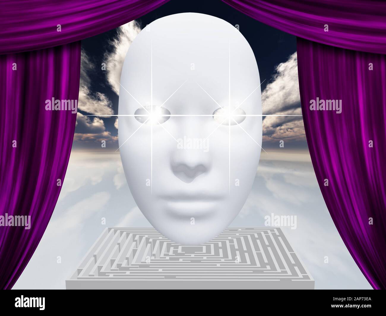 Human face mask and curtains Stock Photo - Alamy