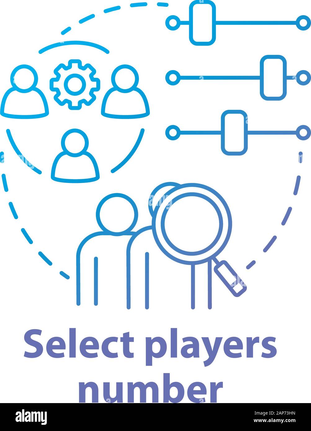 Select players number blue gradient concept icon. Teamwork idea thin ...