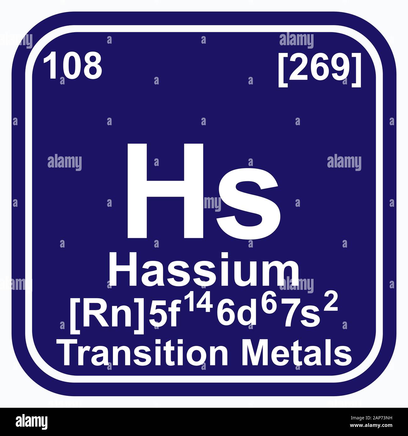 Hassium Periodic Table of the Elements Vector illustration eps 10 Stock ...