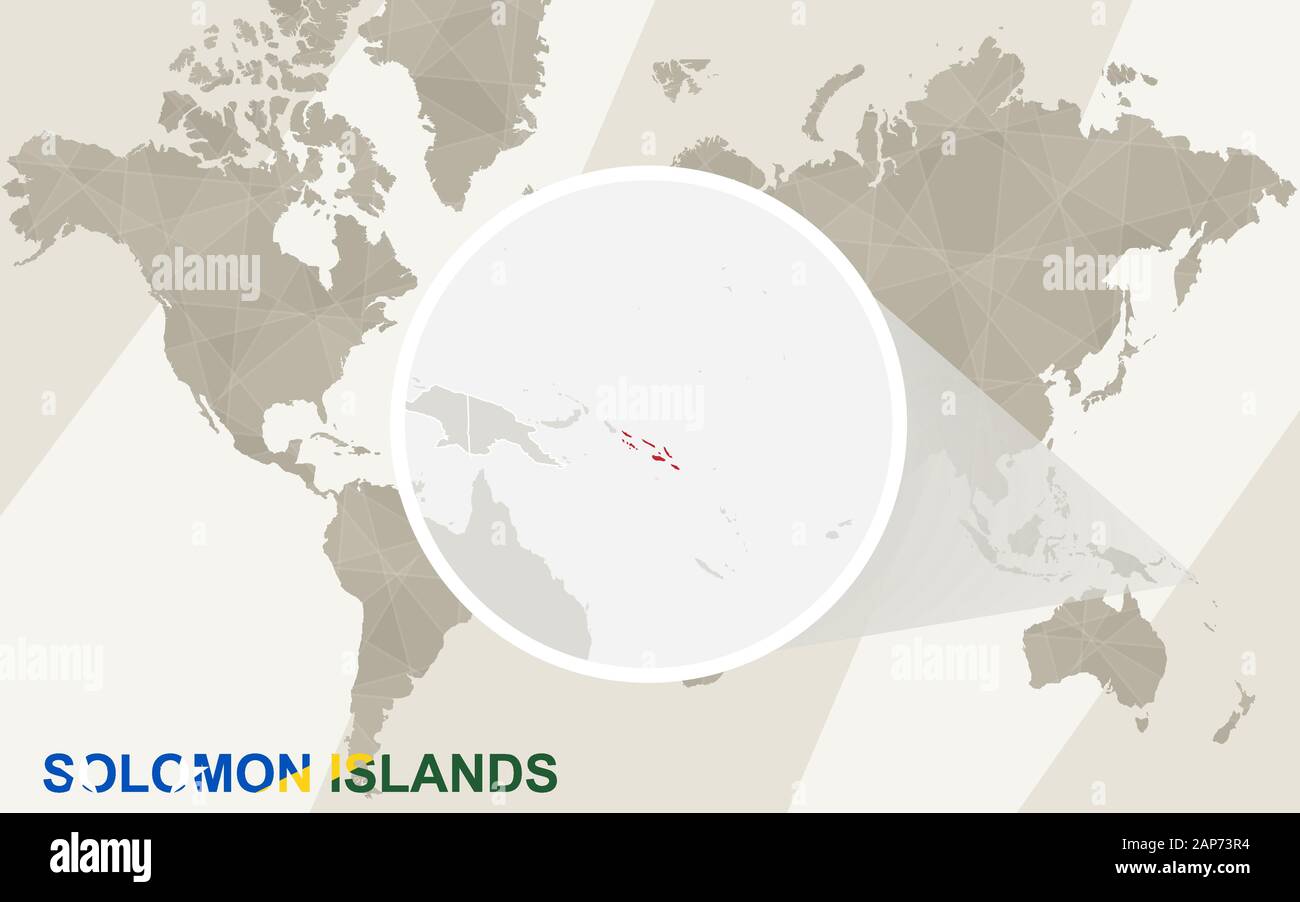 Zoom on Solomon Islands Map and Flag. World Map Stock Vector Image & Art - Alamy