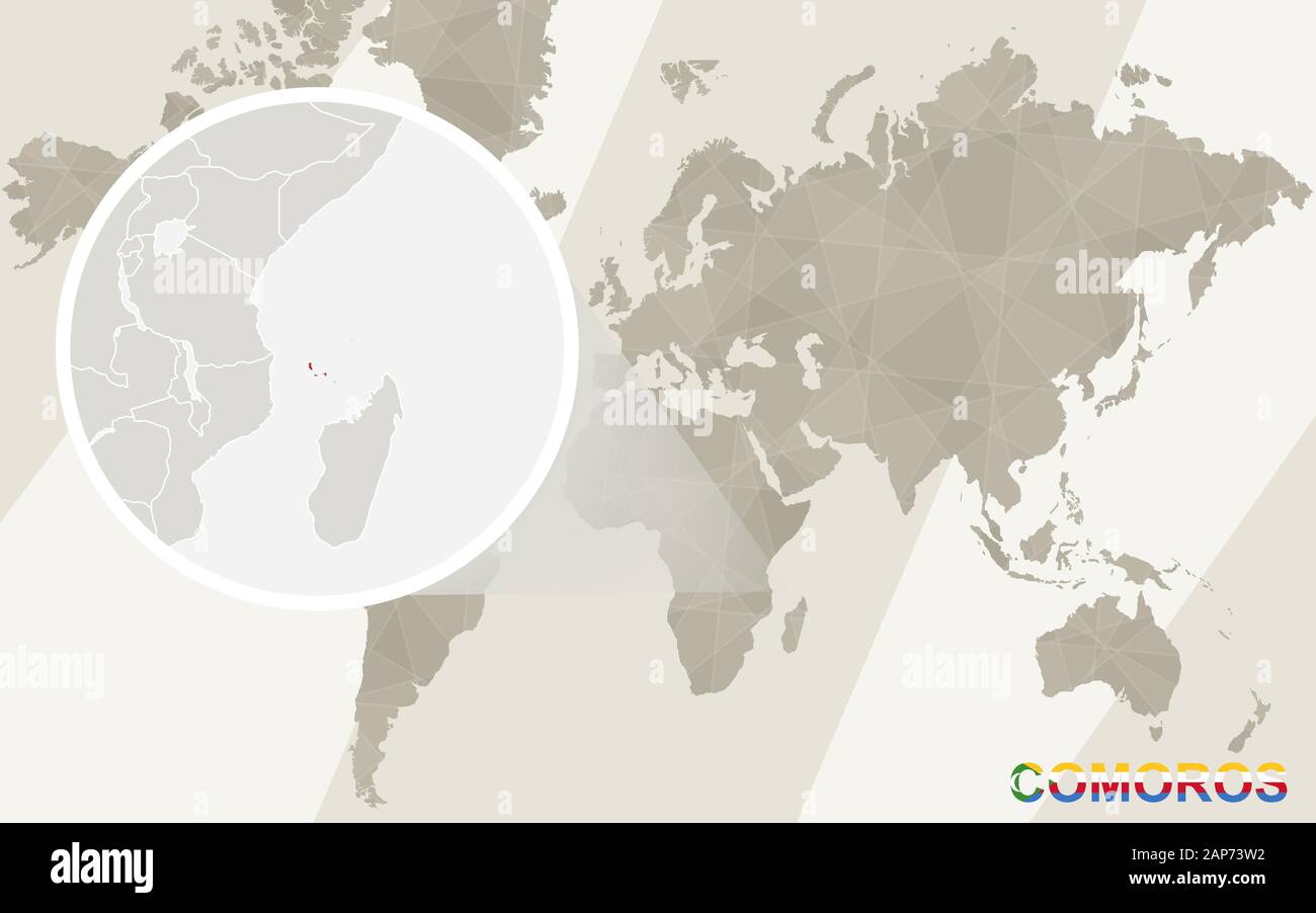 Zoom on Comoros Map and Flag. World Map Stock Vector Image & Art - Alamy