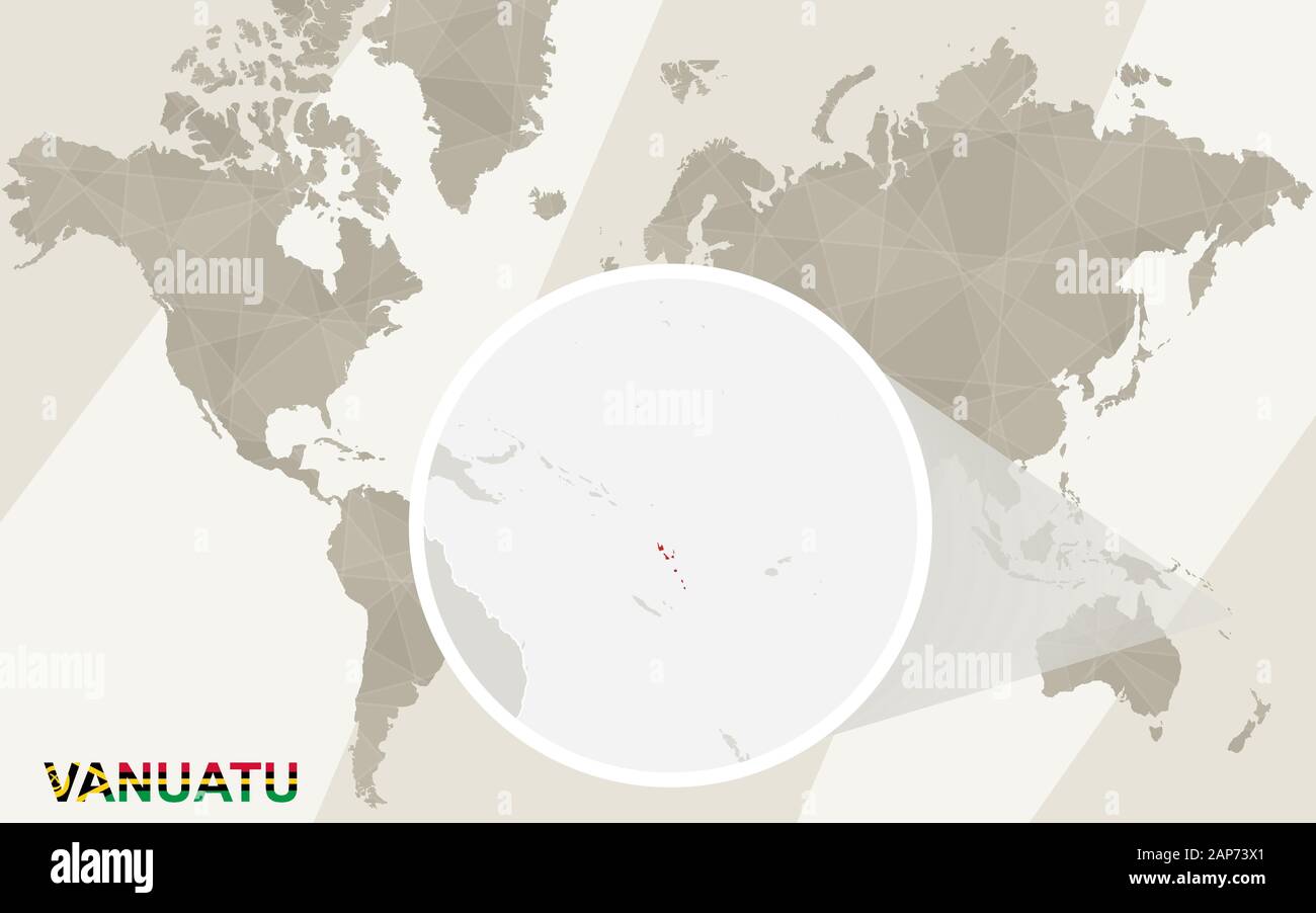 Zoom on Vanuatu Map and Flag. World Map Stock Vector Image & Art - Alamy