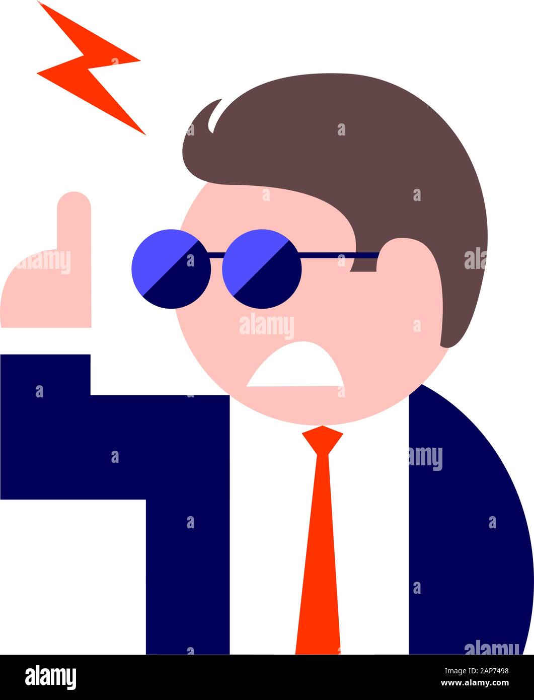 Drawing of a modern business man in sunglasses, a suit and tie. Angry ...
