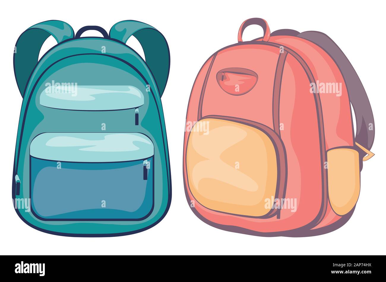Colorful illustration of cartoon school backpack design isolated Stock ...