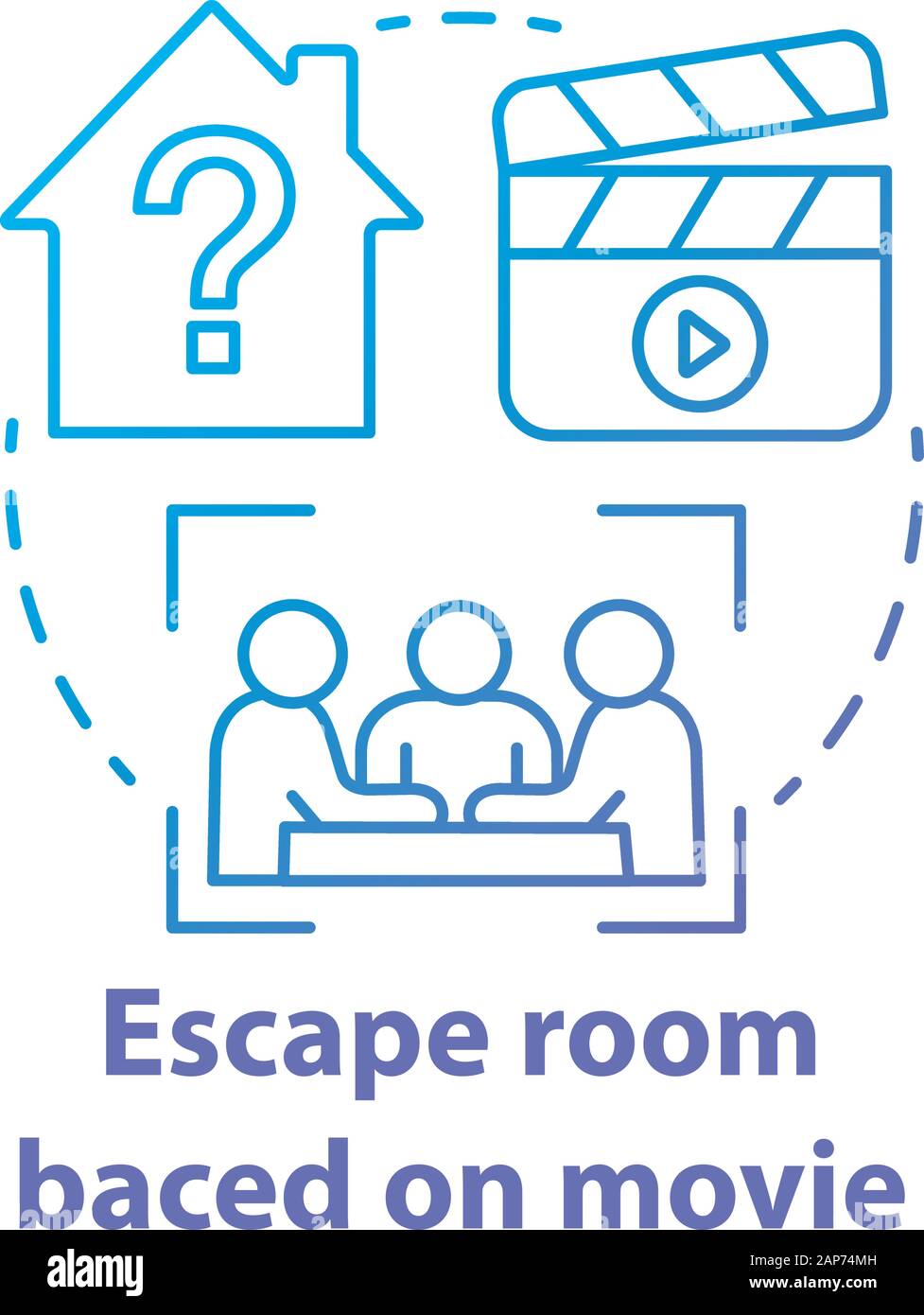 Escape room based on movies blue gradient concept icon. Film theme ...
