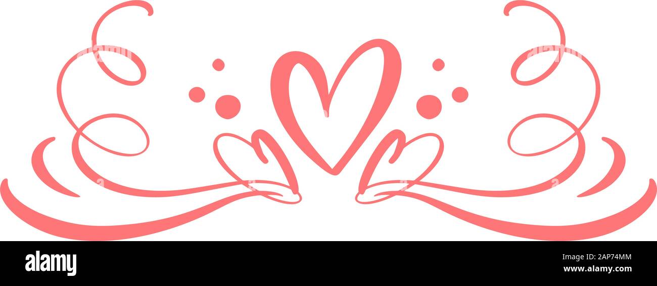 Heart love sign logo. Design flourish element valentine card for ...